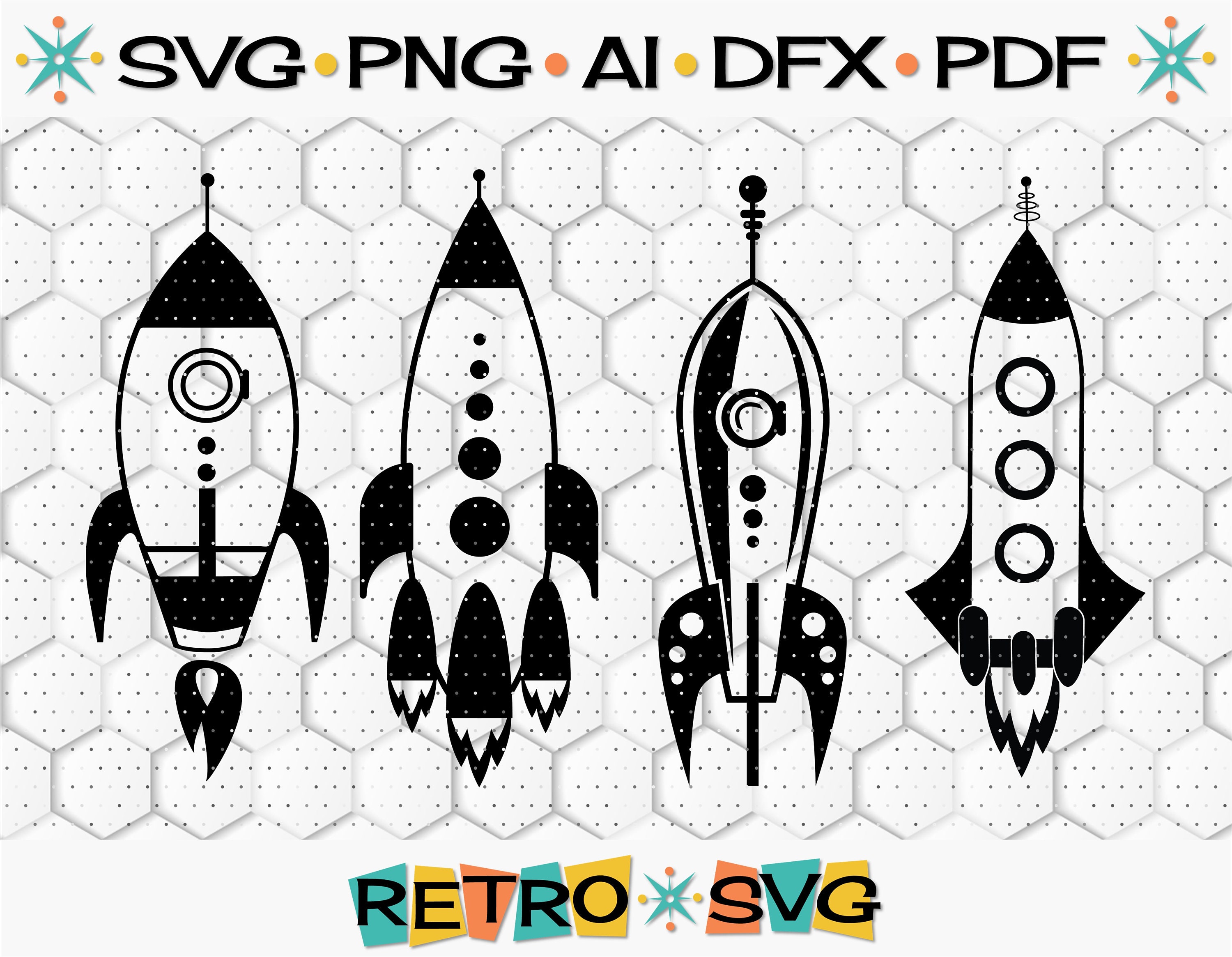 Mid Century Vintage Rockets SVG Cricut Cut File Retro | Etsy
