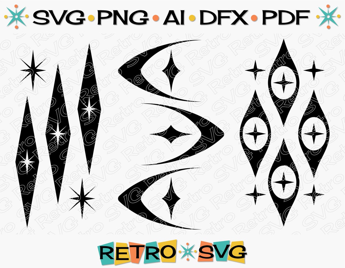 Mid Century Modern Atomic Art SVG Cricut Cut File Laser - Etsy