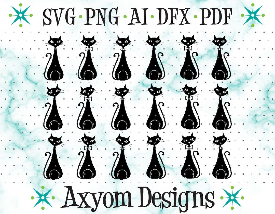 Mid Century Modern Atomic Cats SVG, Cricut Cut Files, Retro Kitty ...