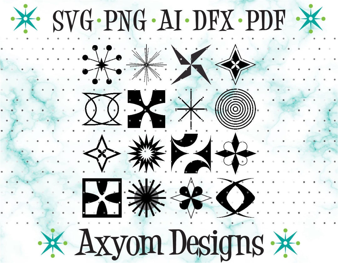 Mid Century Modern Atomic Shapes SVG, Cricut Cut Files, Laser Retro ...