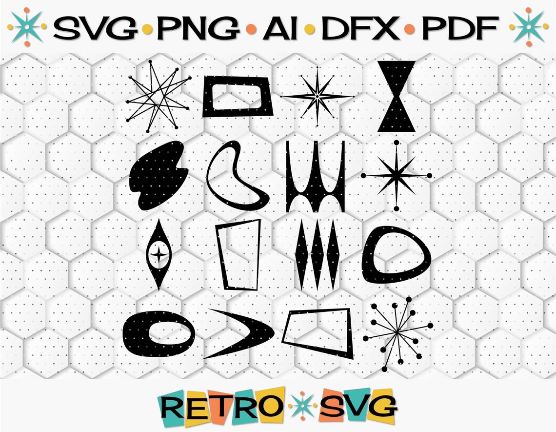 Mid Century Modern Atomic Shapes SVG Cricut Cut Files Laser | Etsy