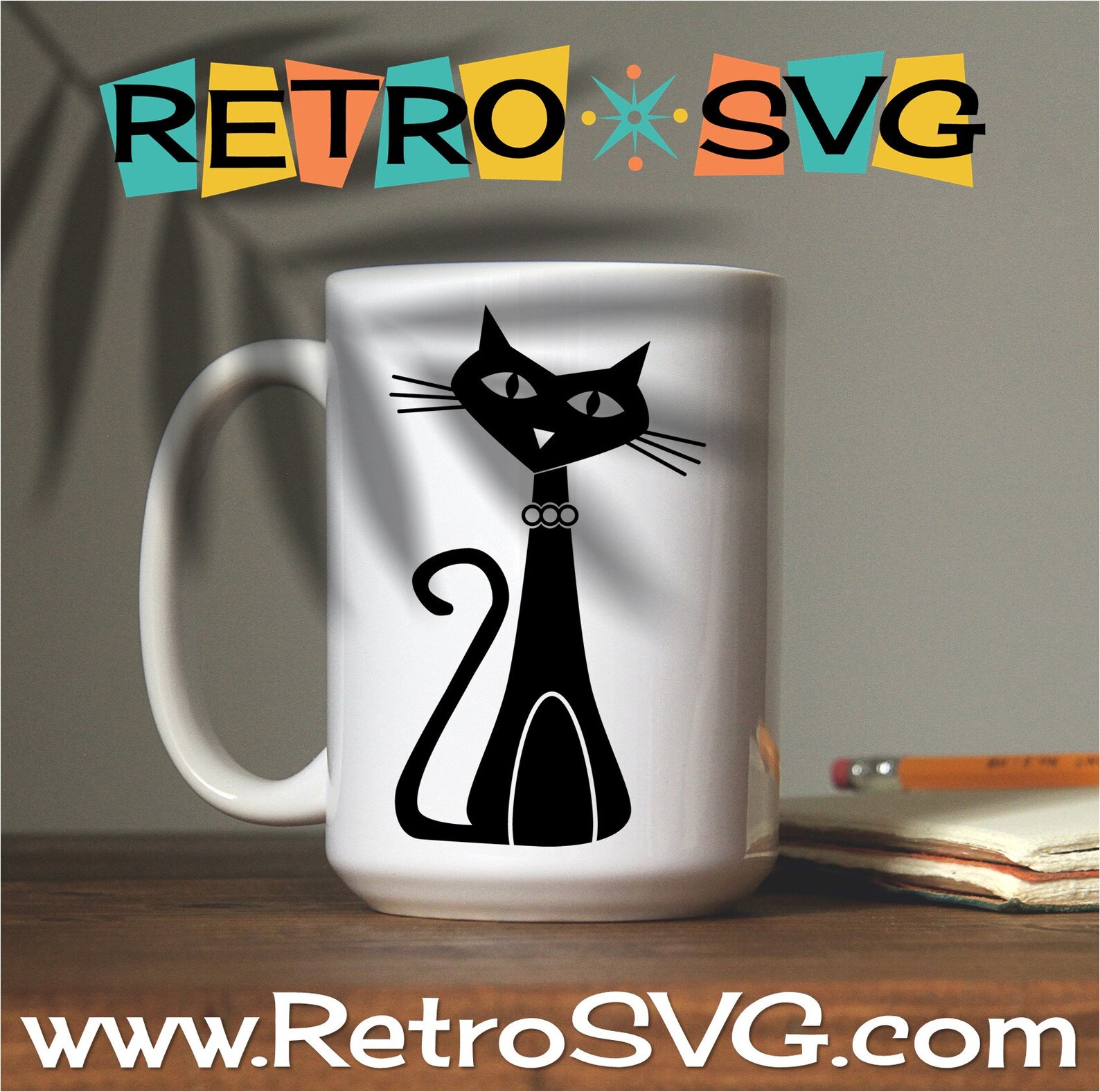 Mid Century Modern Atomic Cats SVG Cricut Cut Files Retro | Etsy