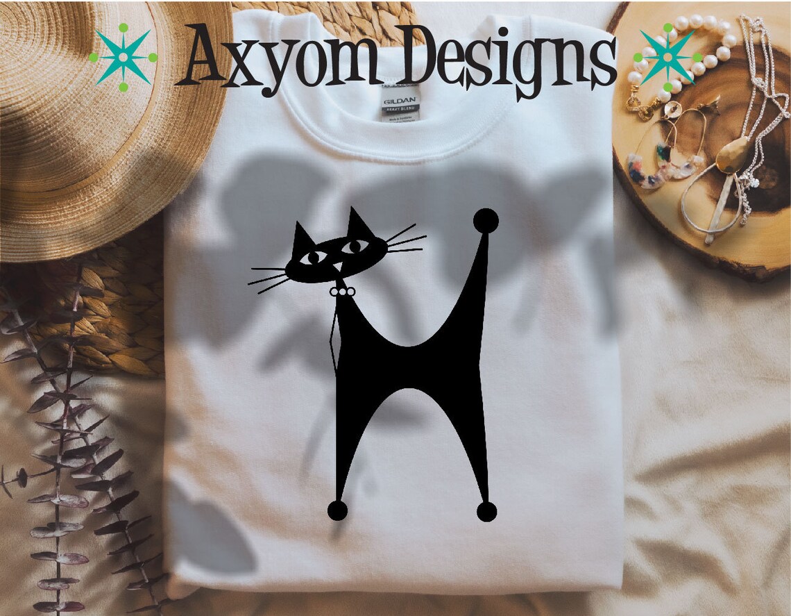 Mid Century Modern Atomic Cats SVG, Cricut Cut Files, Retro Kitty Cut ...