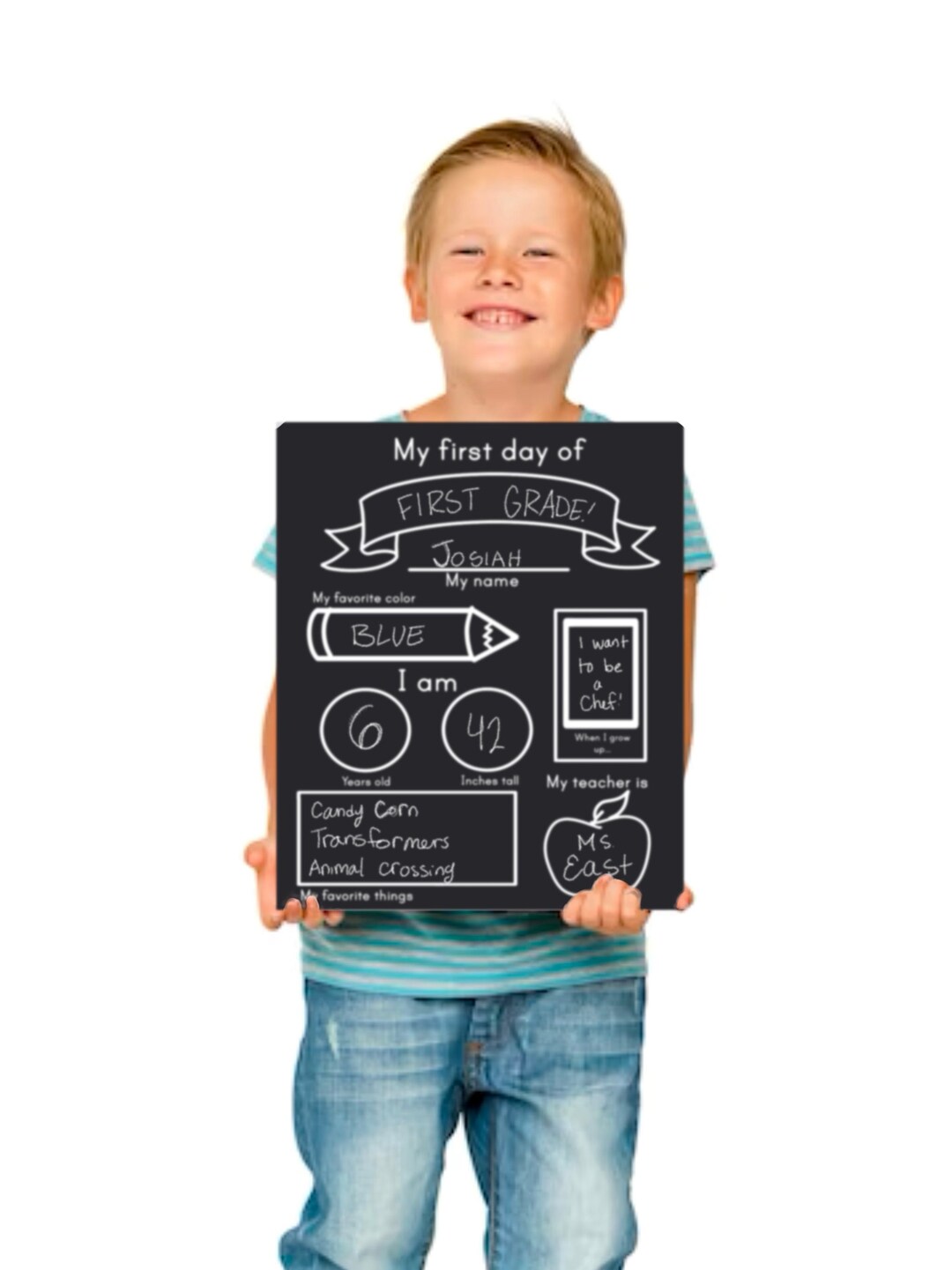 Back to School My First Day Sign | Digital Download Blank Black and ...