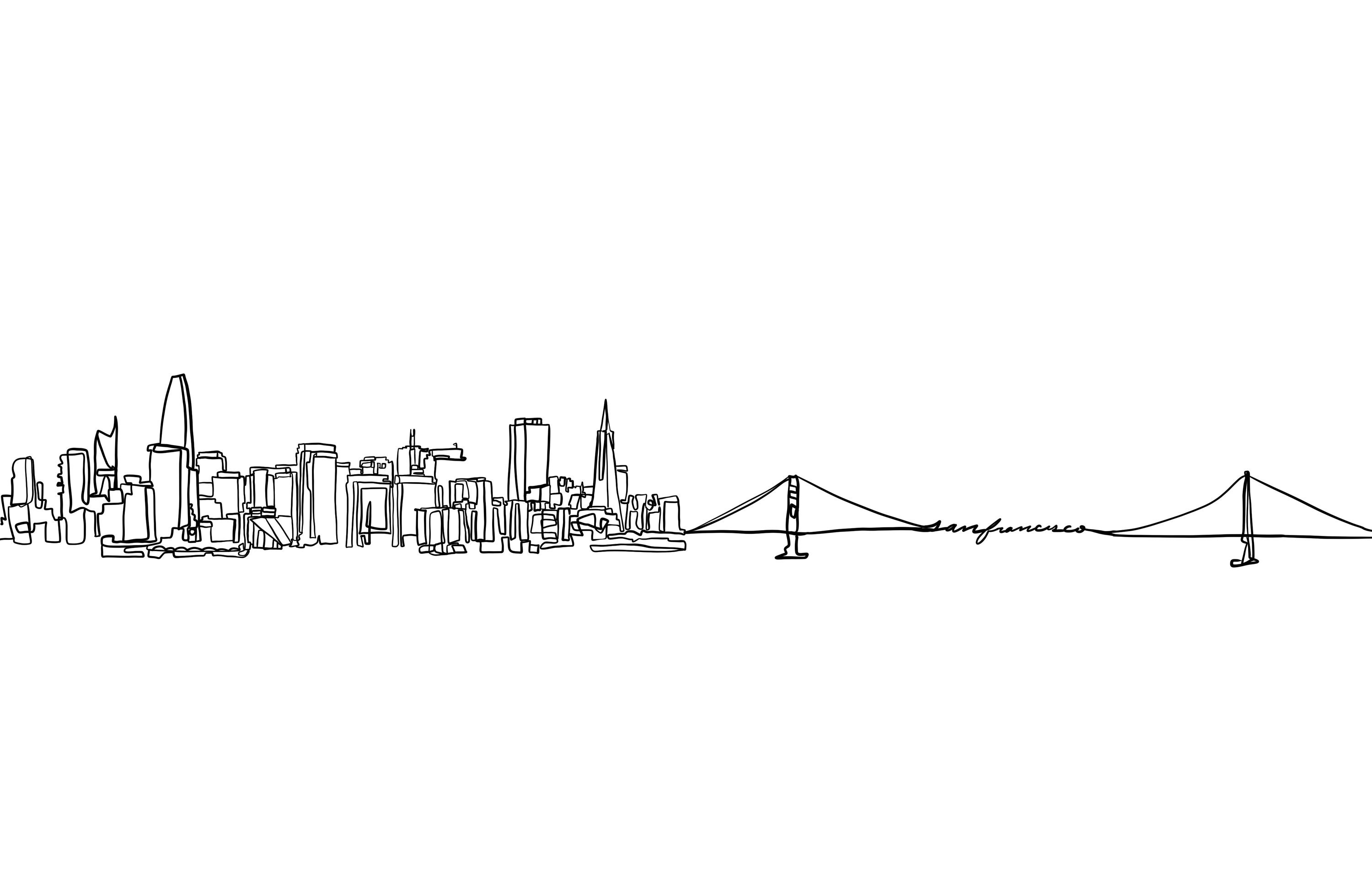 San Francisco City Skyline Drawing | Hand Drawn Single Line ...