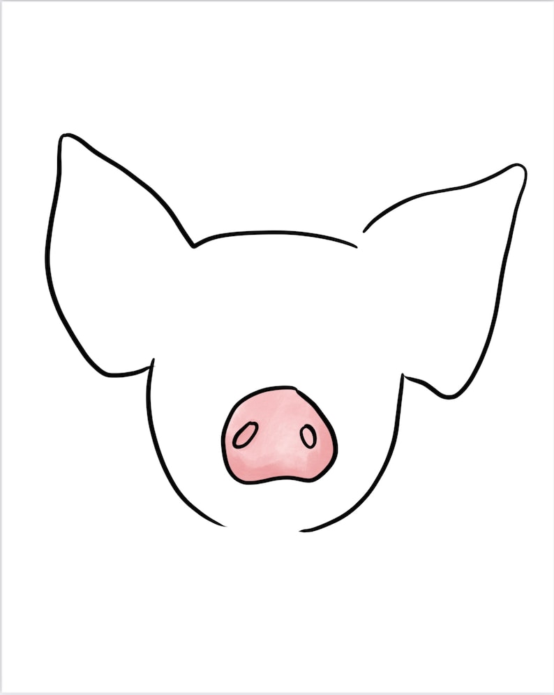 Minimalist Line Art Pig Drawing | Digital Download Printable With ...