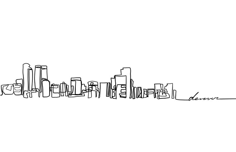 Denver City Skyline Drawing | Hand Drawn Single Line | Minimalist Wall ...