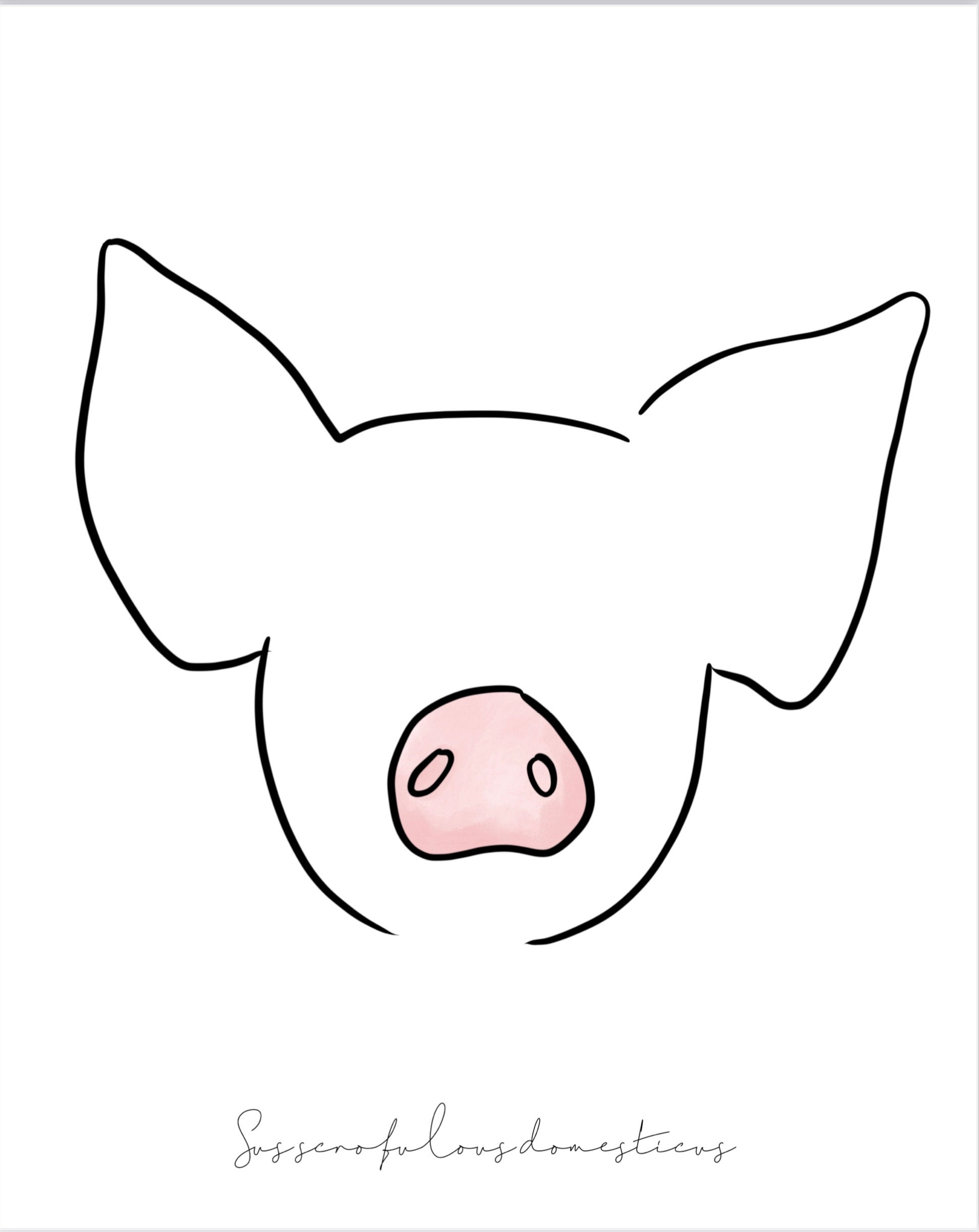Minimalist Line Art Pig Drawing | Digital Download Printable With ...