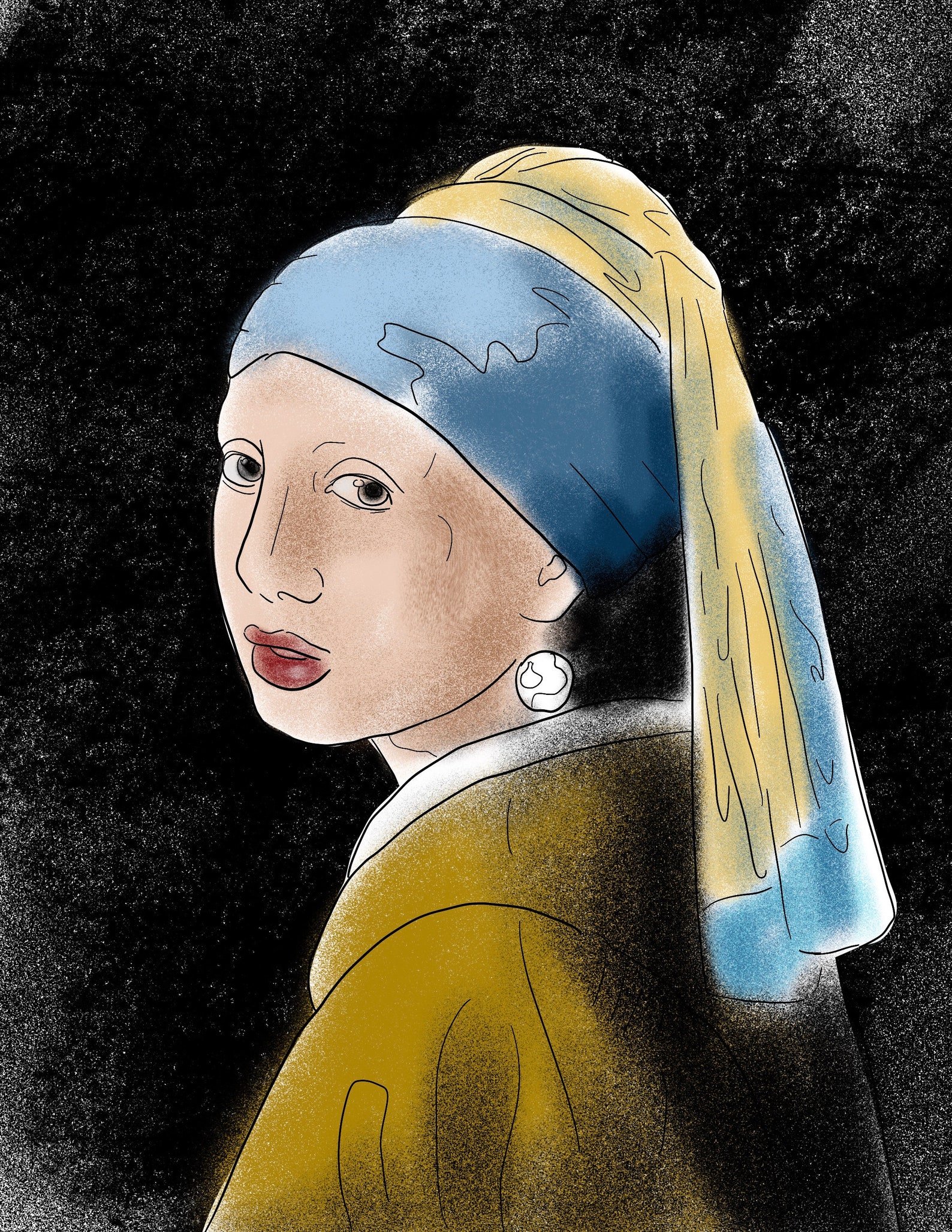 Girl With a Pearl Earring Coloring Book Page Printable - Etsy