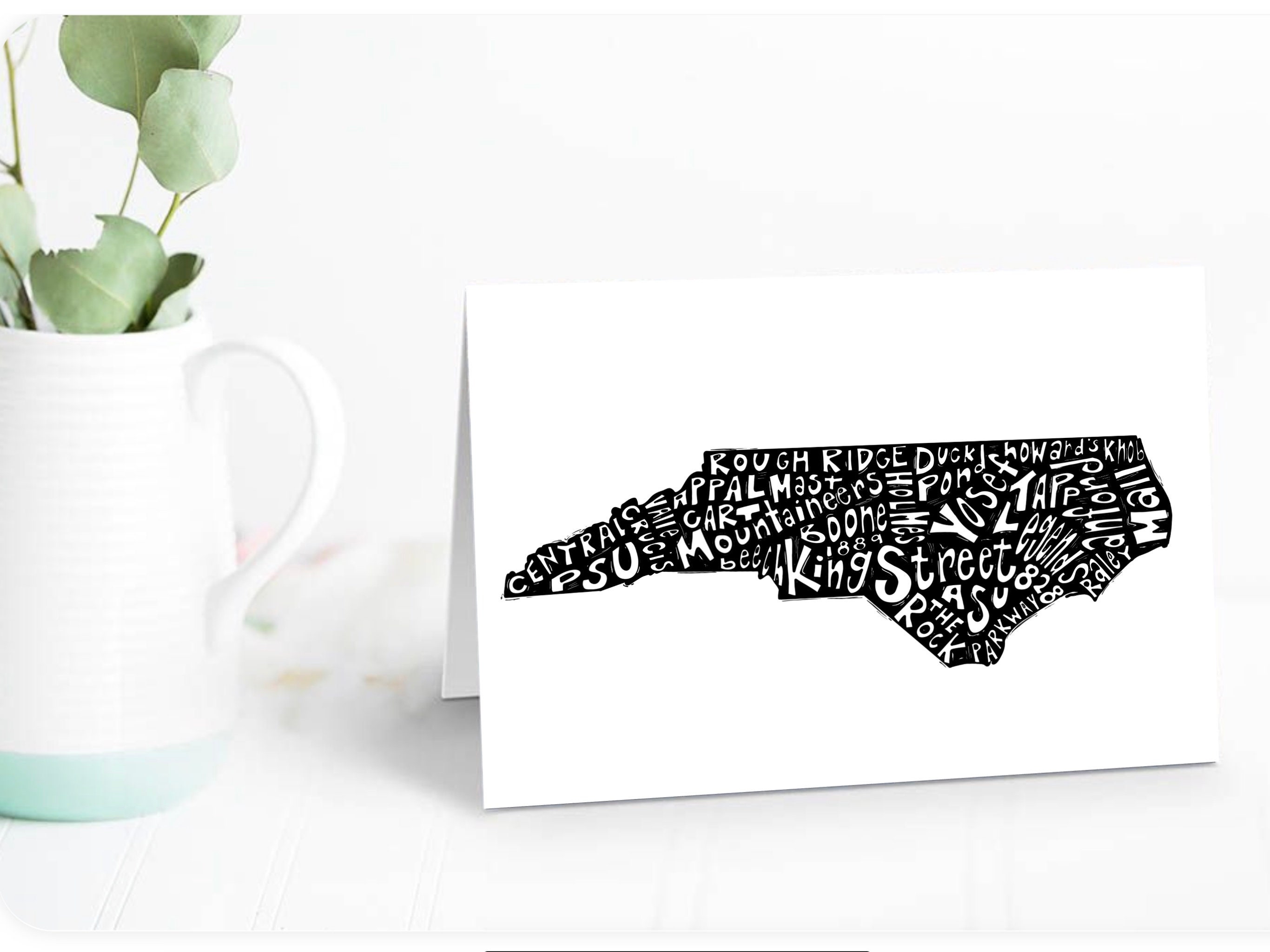 Boone NC Appalachian State University Word Art Card ASU - Etsy