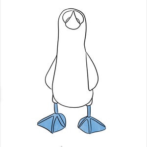 Minimalist Line Art Blue Footed Booby Bird Drawing | Digital Download ...