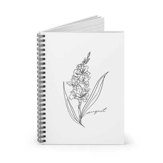 August Birth Flower Spiral Notebook Ruled Line - Etsy