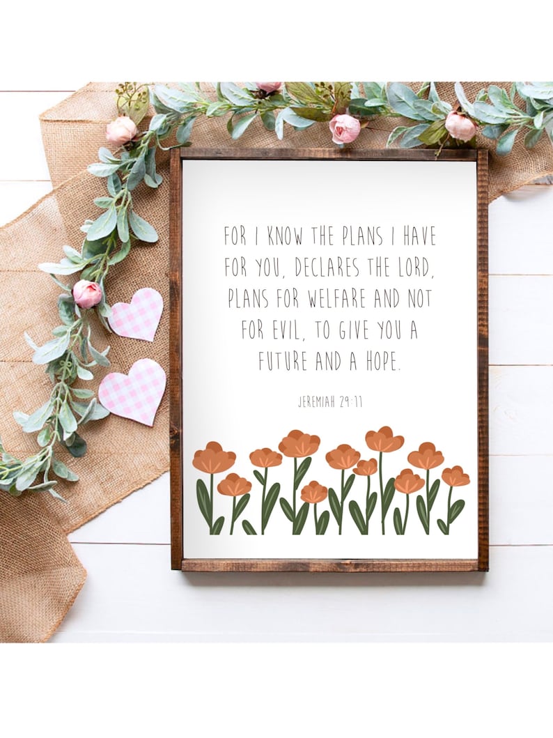 Jeremiah 29:11 Illustrated Bible Verse | Digital Download Art Print ...