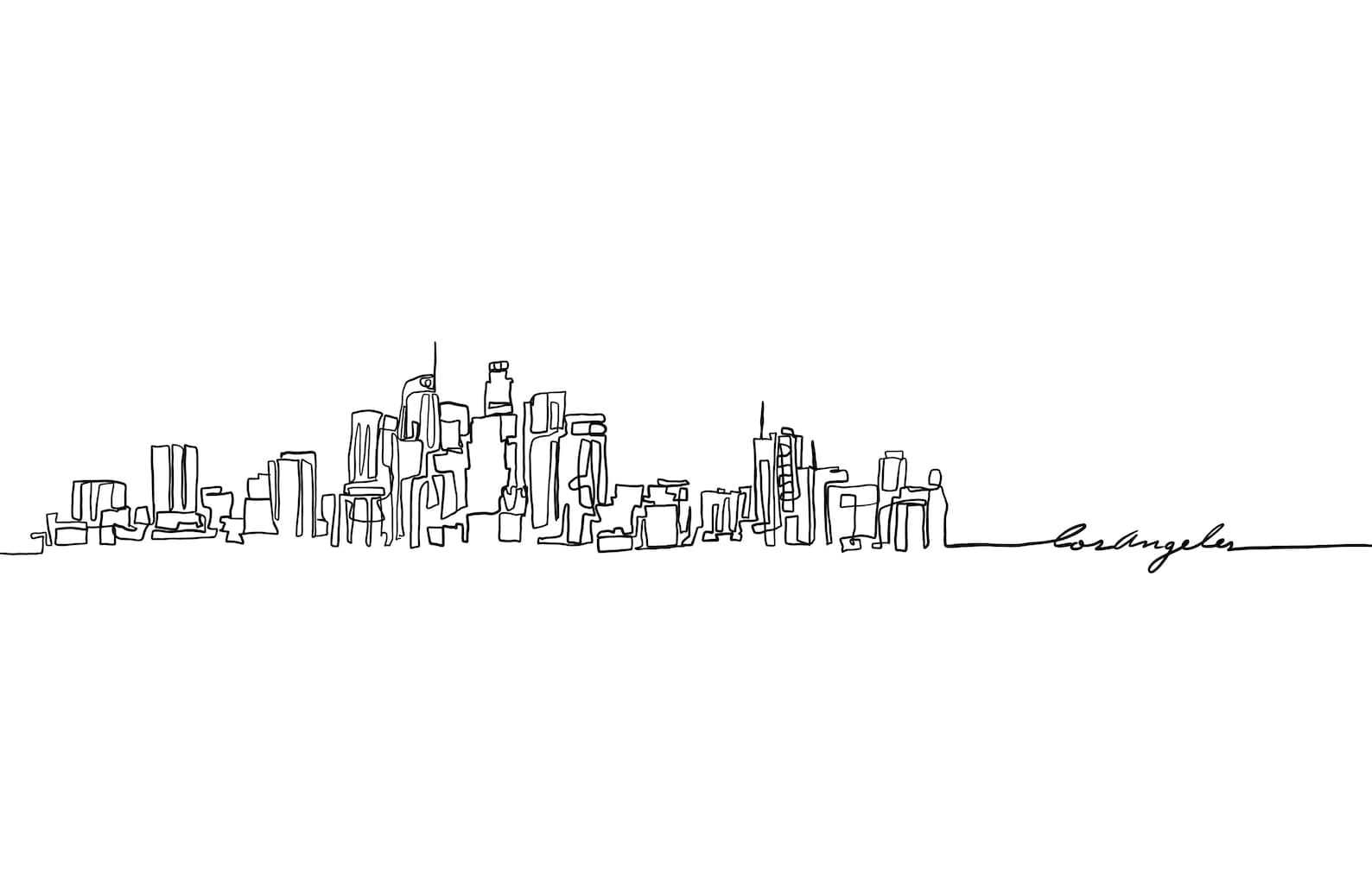 Los Angeles City Skyline Drawing | Hand Drawn Single Line | Minimalist ...