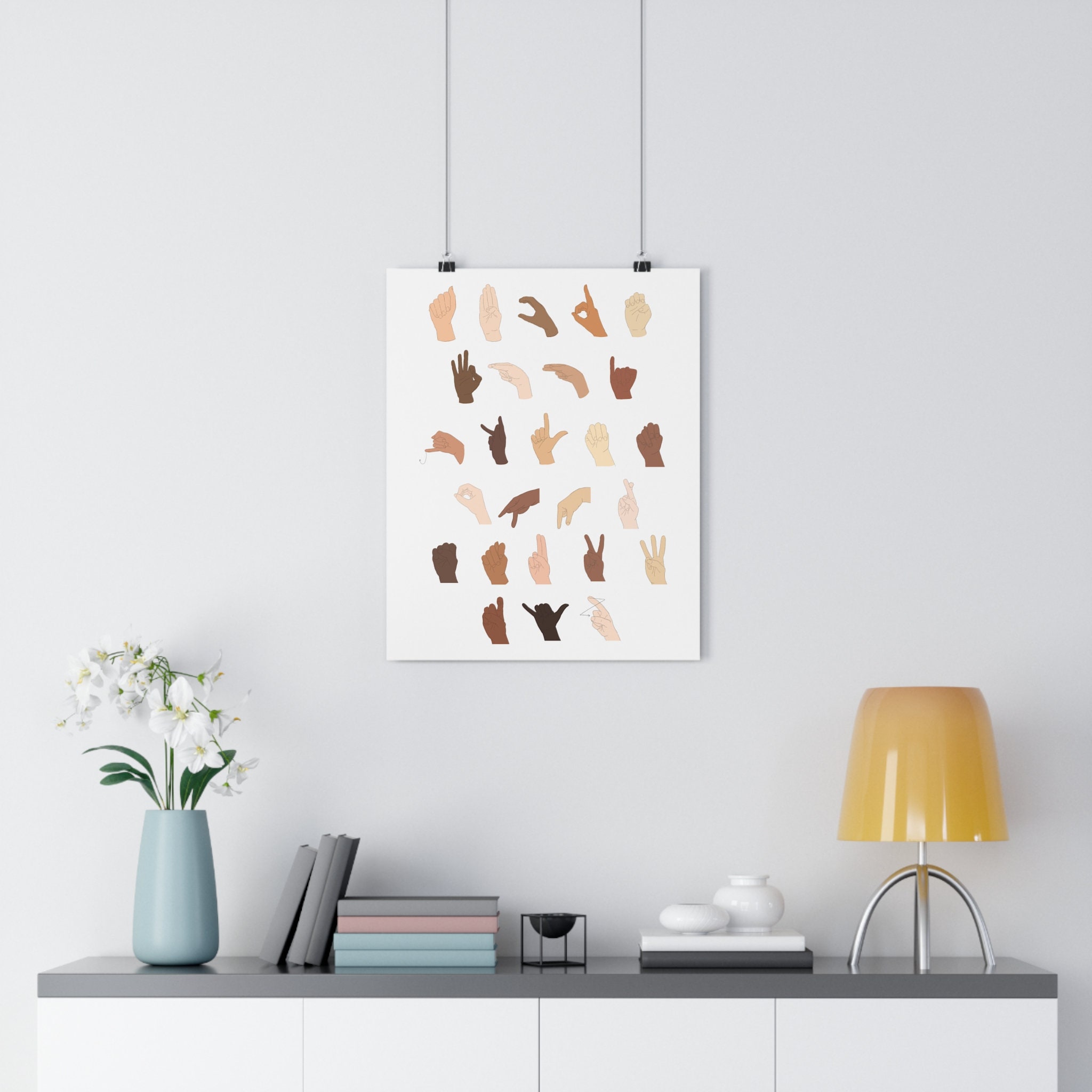 ASL American Sign Language Alphabet Poster Diverse Hands Signing ...