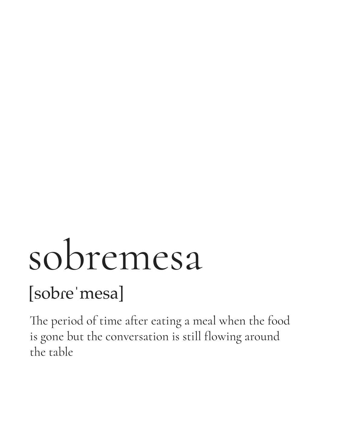 Spanish Word “sobremesa” English Translation | Dictionary Definition ...