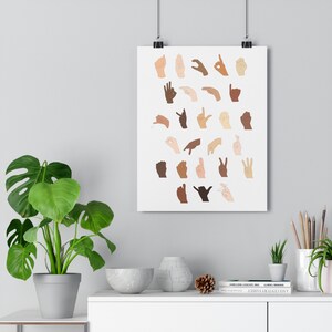 ASL American Sign Language Alphabet Poster Diverse Hands Signing ...