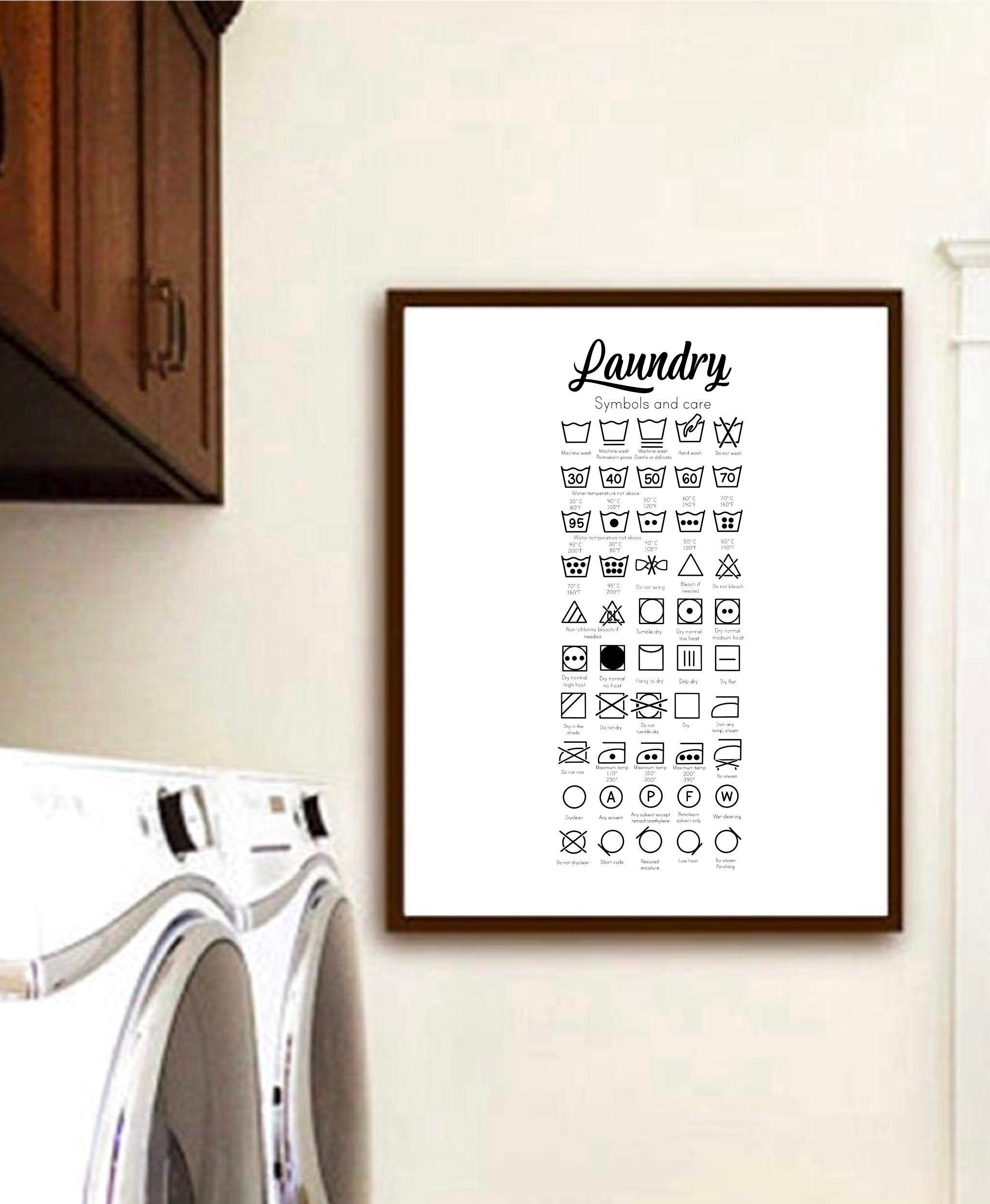 Laundry Care and Symbols Chart | Digital Download Printable PDF Wall ...