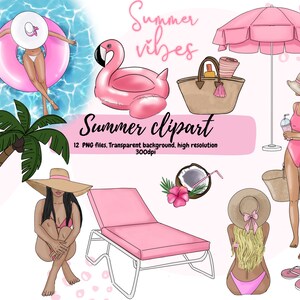Boss Babe Summer Clipart, PNG Feminine Beach Illustrations Set for ...