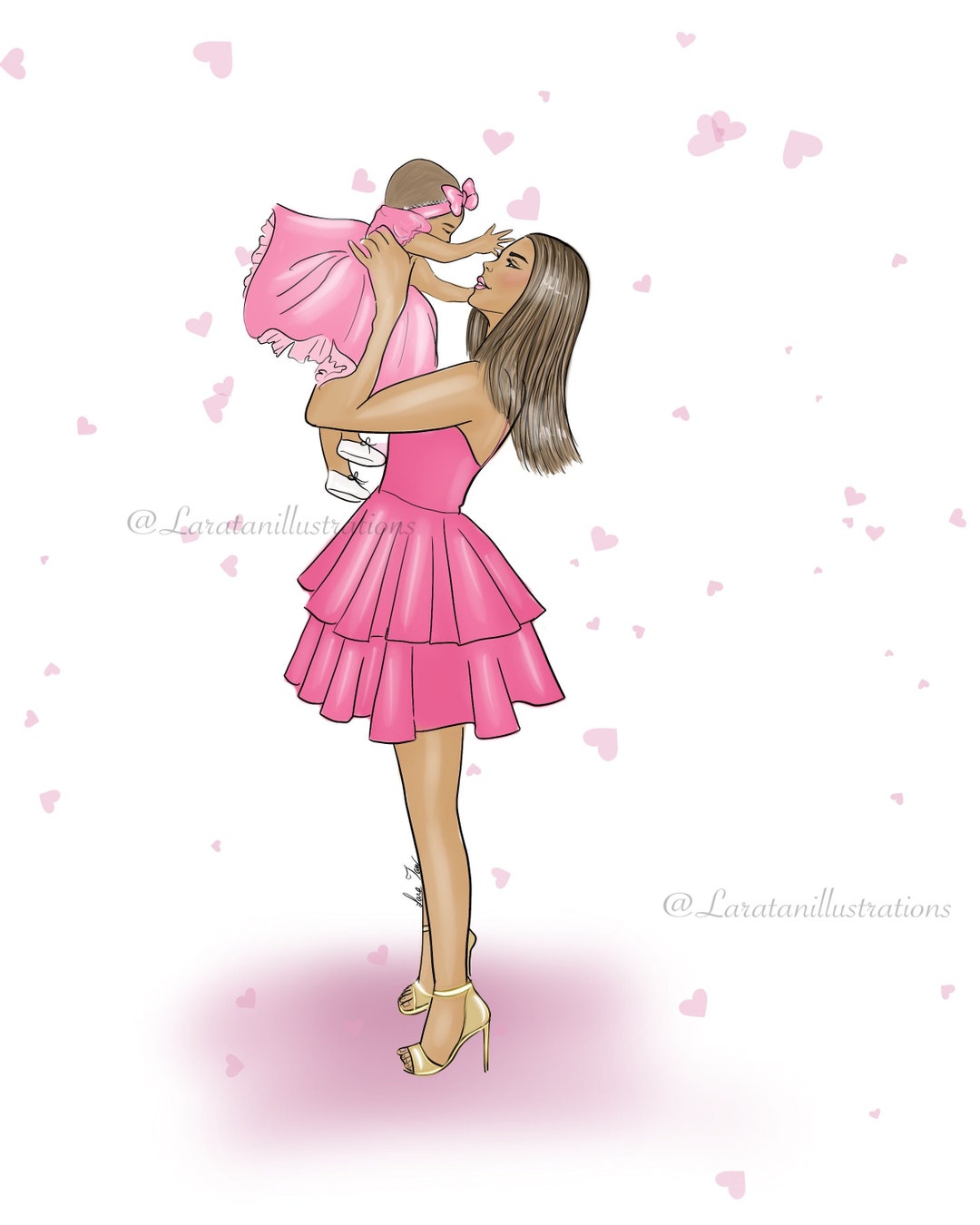 Custom Mother Daughter Illustration, Mom and Daughter, Custom Mother ...
