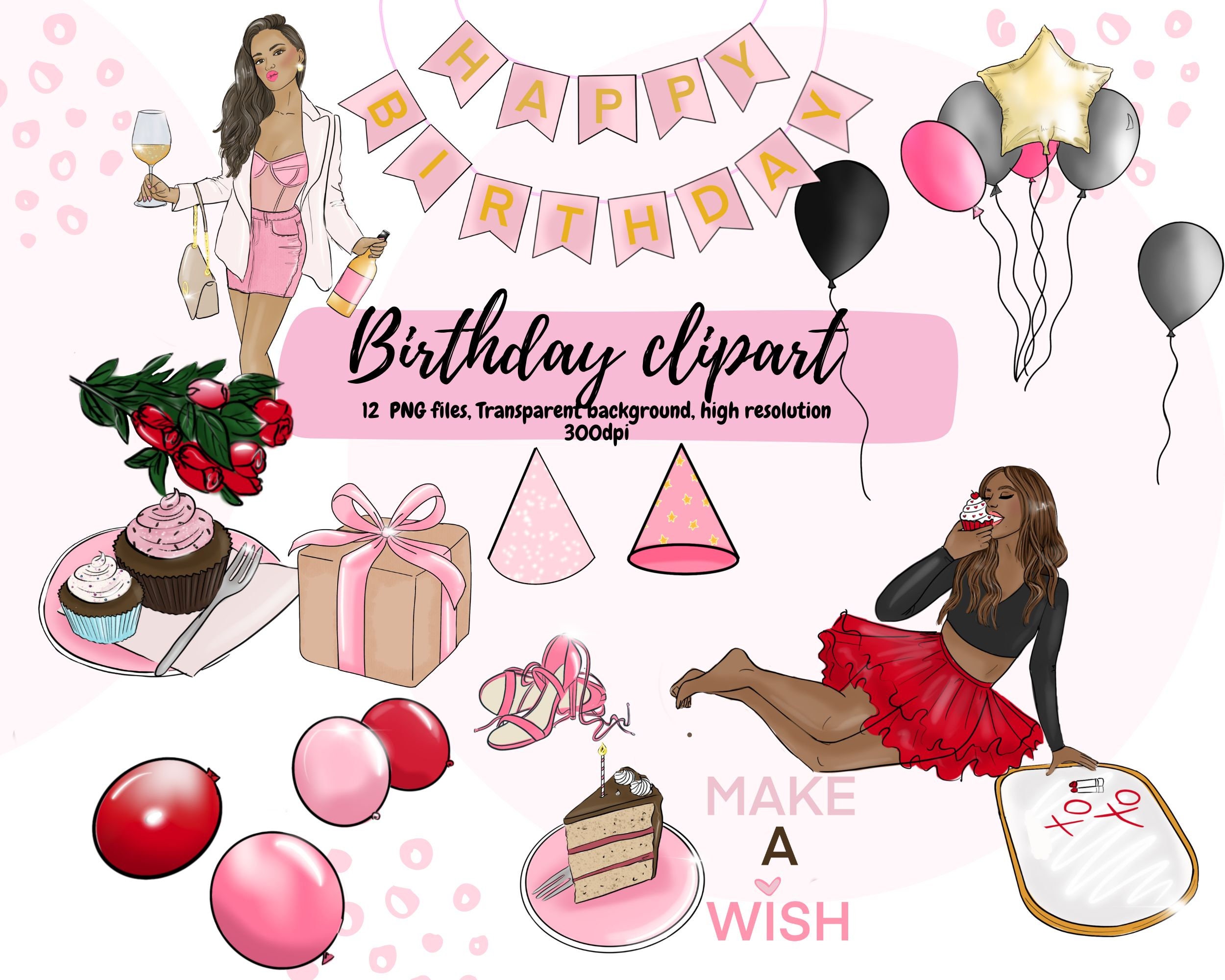 Birthday Celebration Clipart Pack, Birthday Party Invites Digital ...