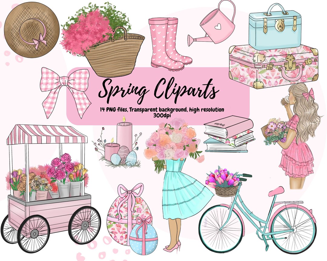 Watercolor Spring Clipart Illustration Set, Spring Illustration Clipart ...