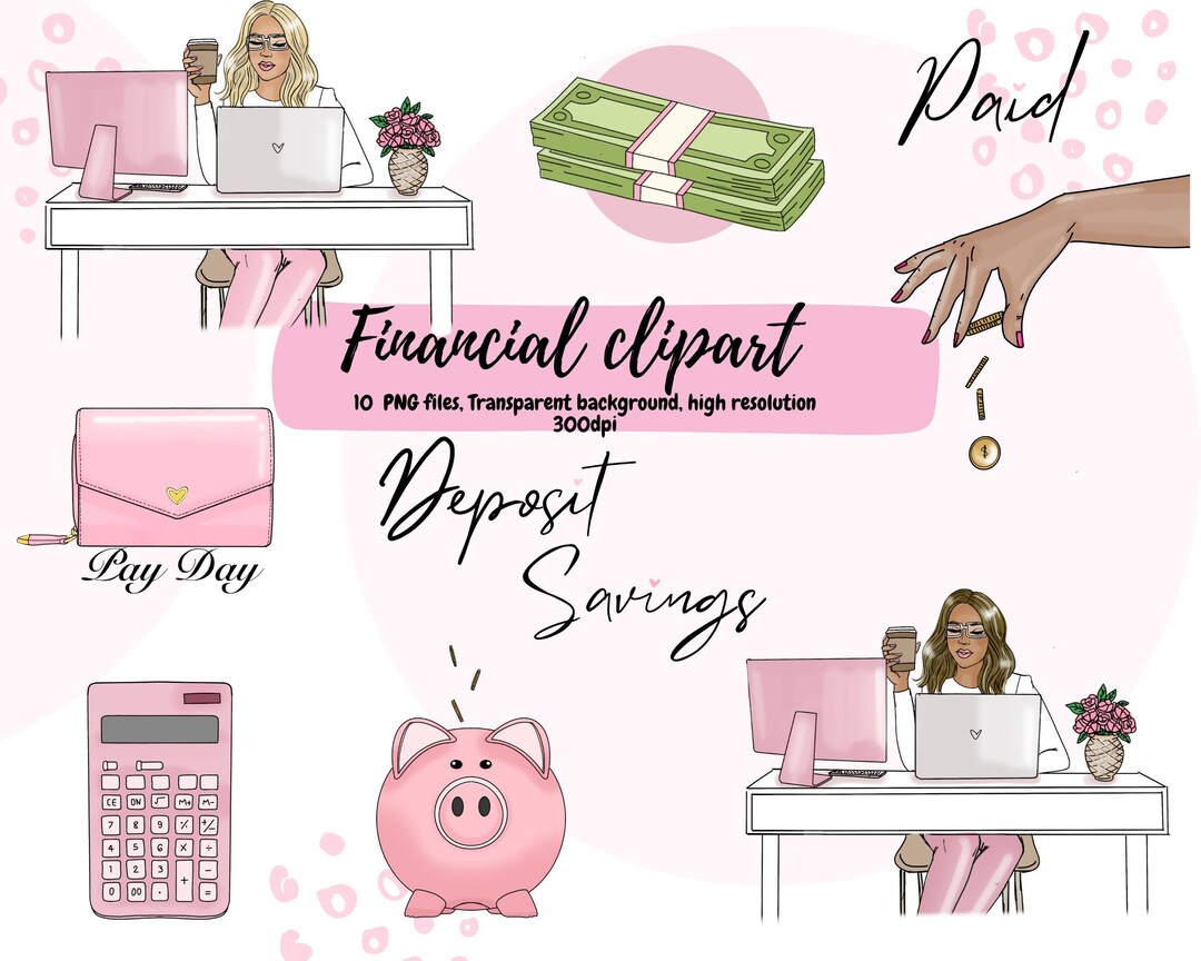 Financial Clipart Illustration Set, Finance Graphics Goodnotes PNG ...