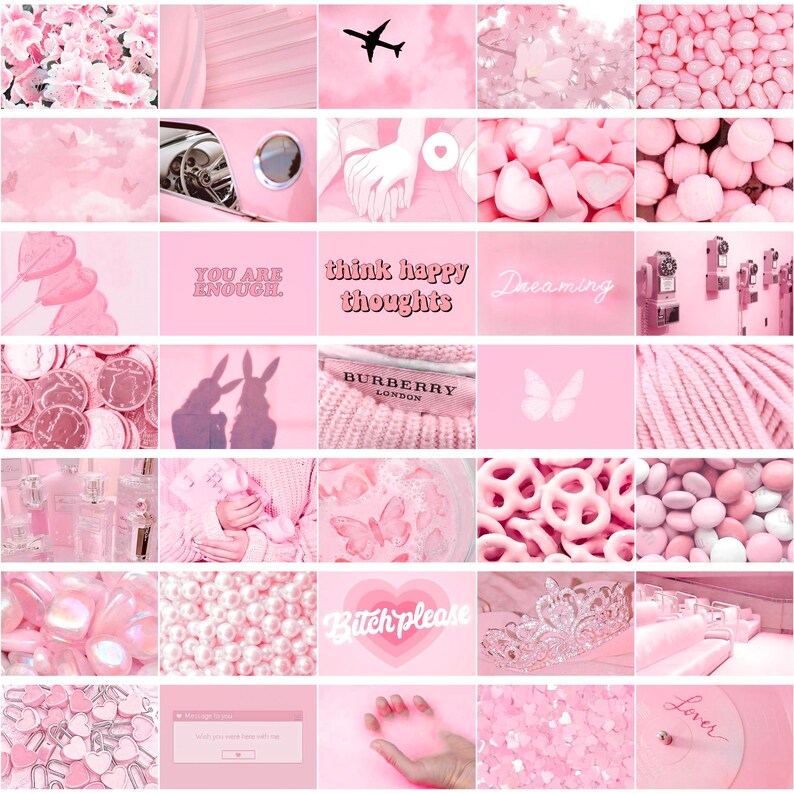 150 PCS | Pastel Pink Aesthetic Photo Wall Collage Set | Both Landscape ...