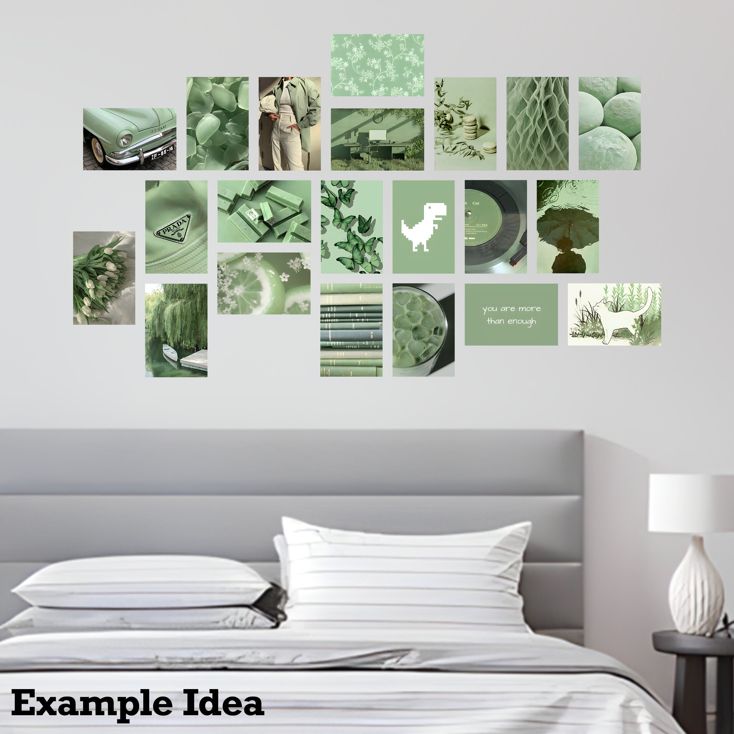 150 PCS Sage/pastel Green Aesthetic Photo Wall Collage Set Both ...
