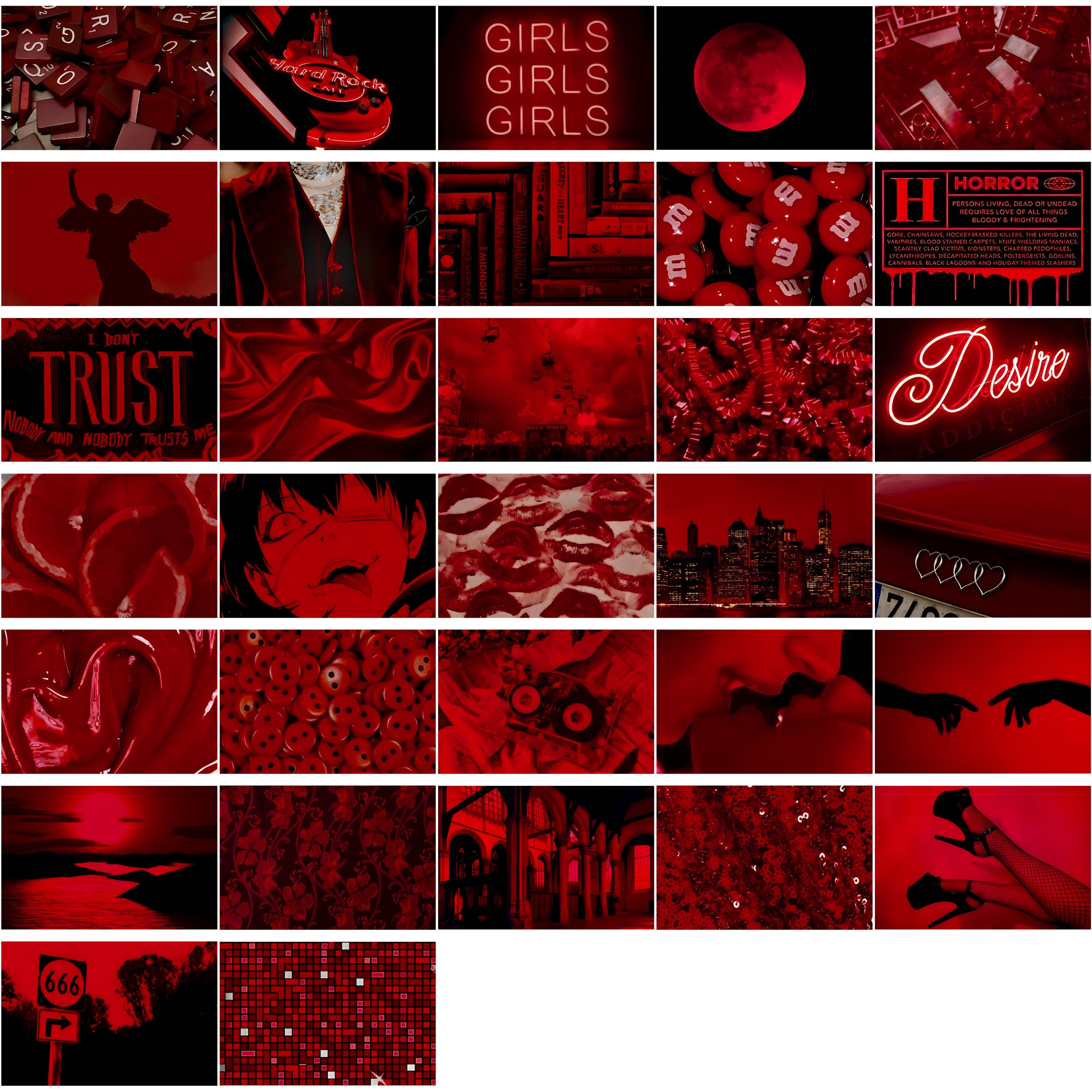 150 PCS | Dark/blood Red Aesthetic Photo Wall Collage Set | Both ...