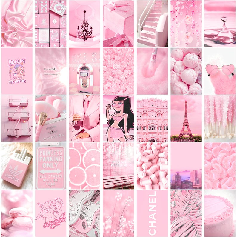150 PCS | Pastel Pink Aesthetic Photo Wall Collage Set | Both Landscape ...
