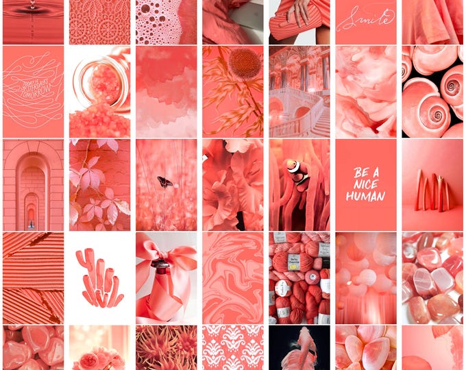 150 PCS | Coral Aesthetic Photo Wall Collage Set | Both Landscape and ...
