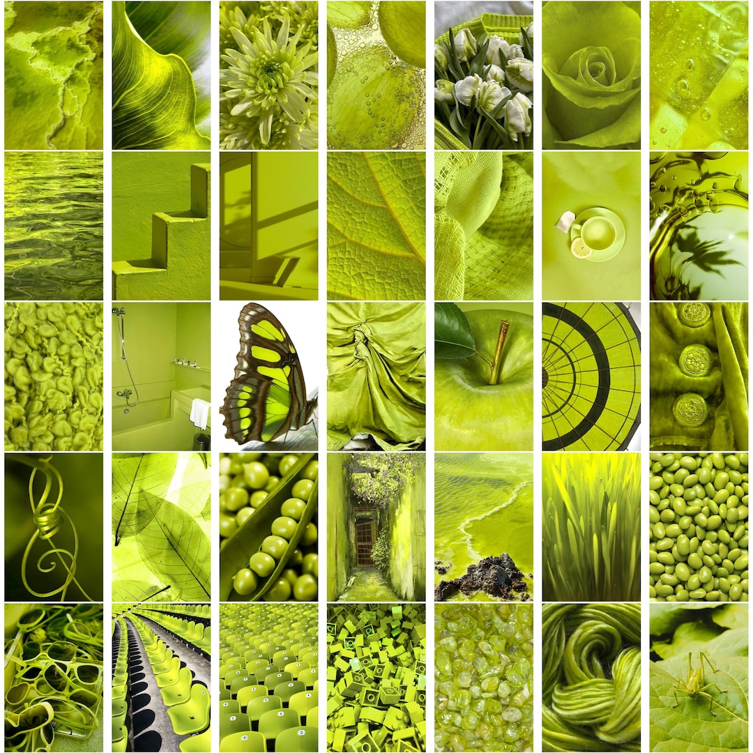 150 PCS | Chartreuse Aesthetic Photo Wall Collage Set | Both Landscape ...