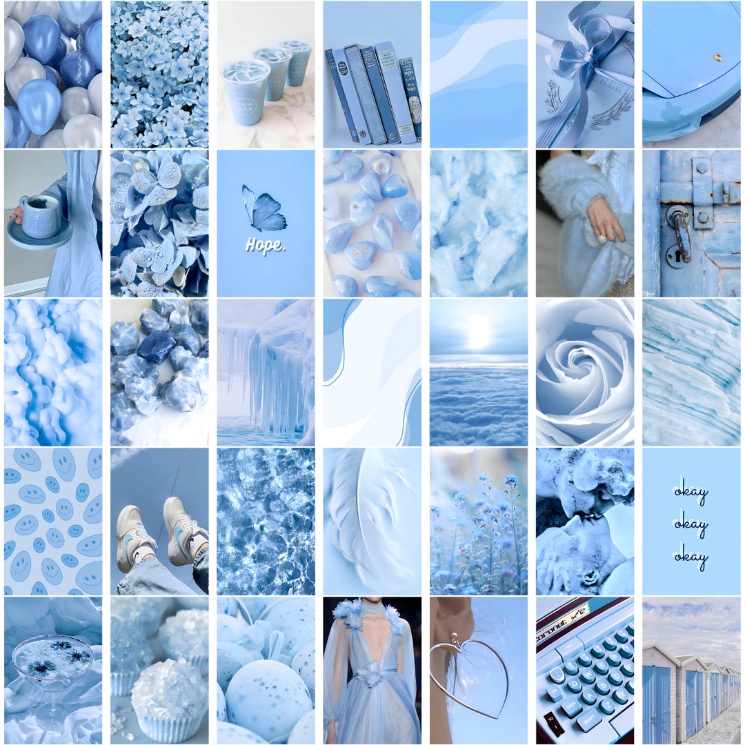 150 PCS | Pastel/light Blue Aesthetic Photo Wall Collage Set | Both ...