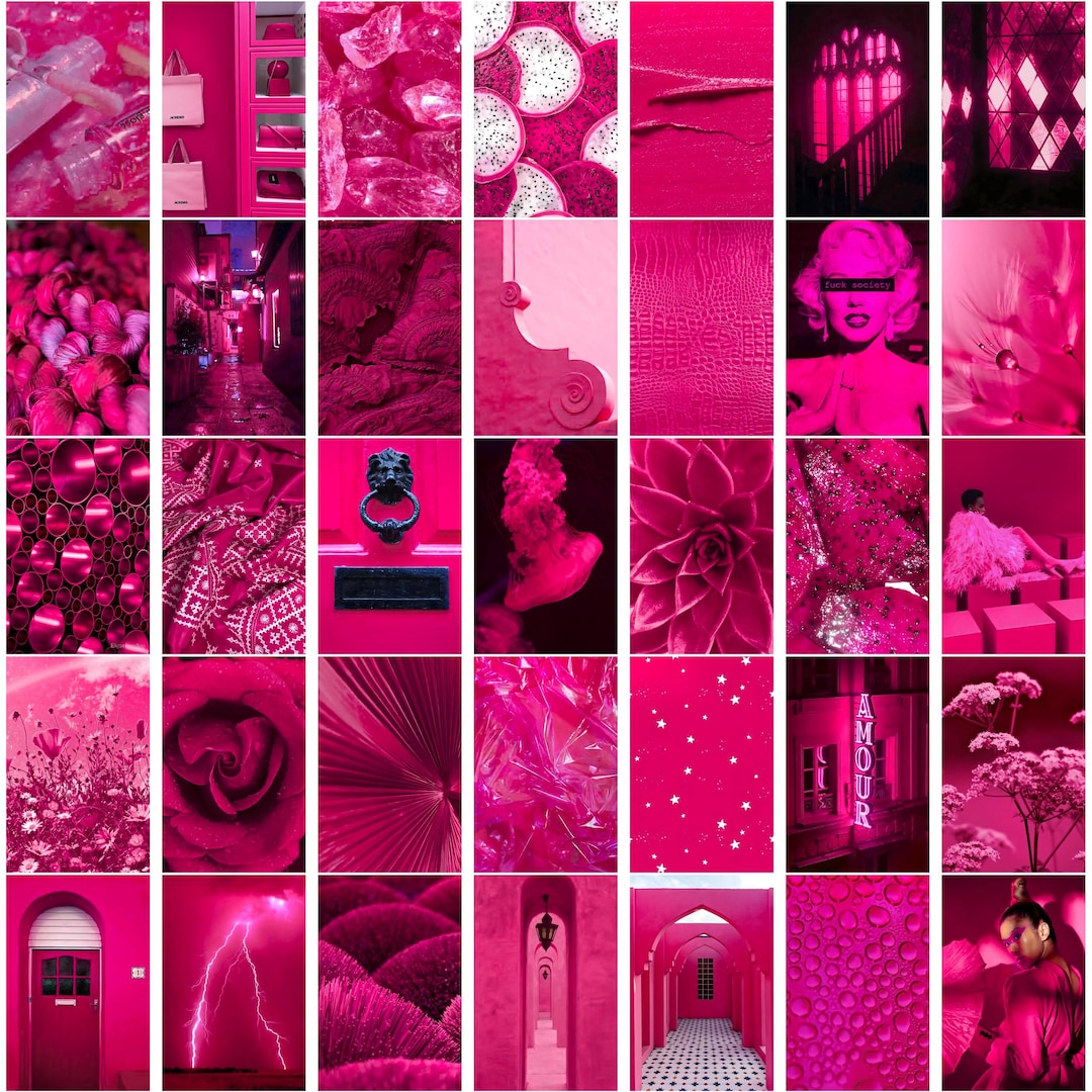 150 PCS | Magenta Pink Aesthetic Photo Wall Collage Set | Both ...