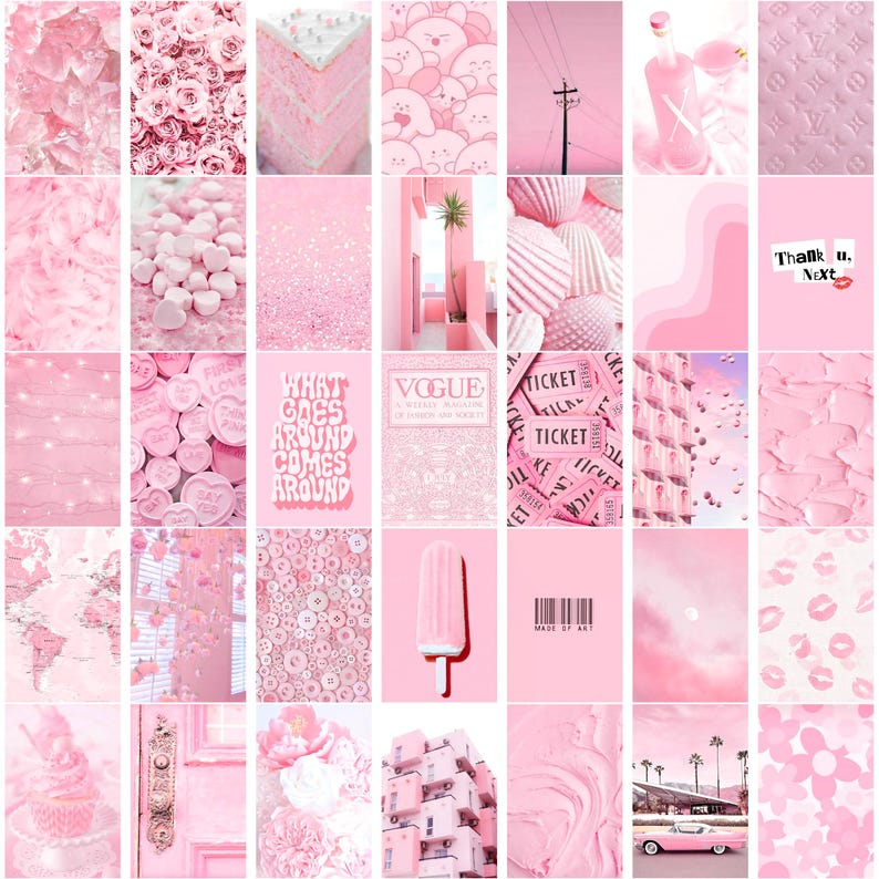 150 PCS | Pastel Pink Aesthetic Photo Wall Collage Set | Both Landscape ...