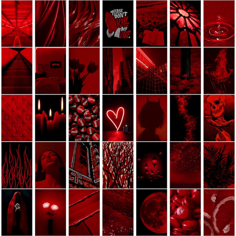 Red Wall Collage Kit - Etsy