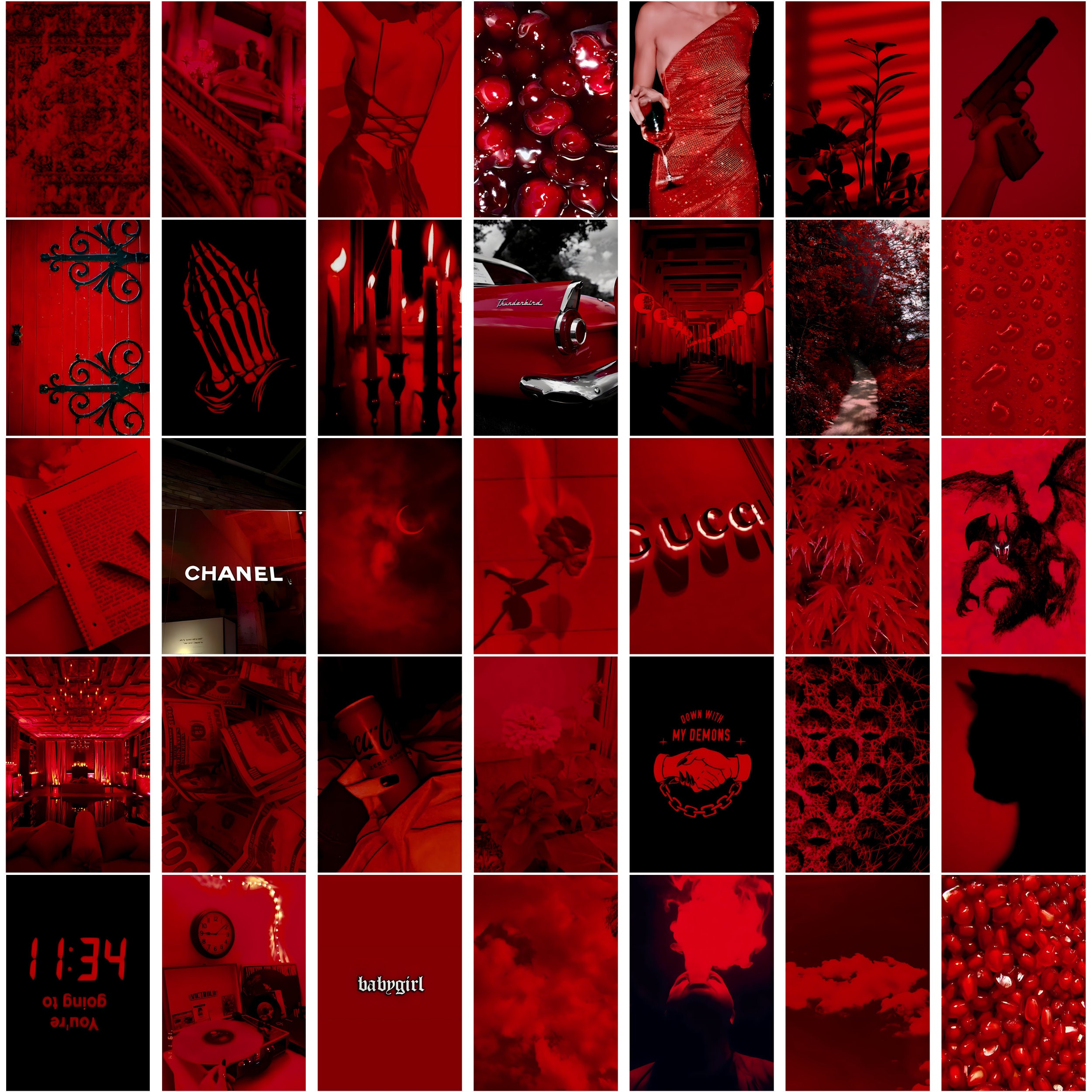150 PCS | Dark/blood Red Aesthetic Photo Wall Collage Set | Both ...