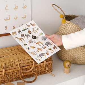Arabic Alphabet Poster With Illustrated Animal Motifs and Animal Names ...