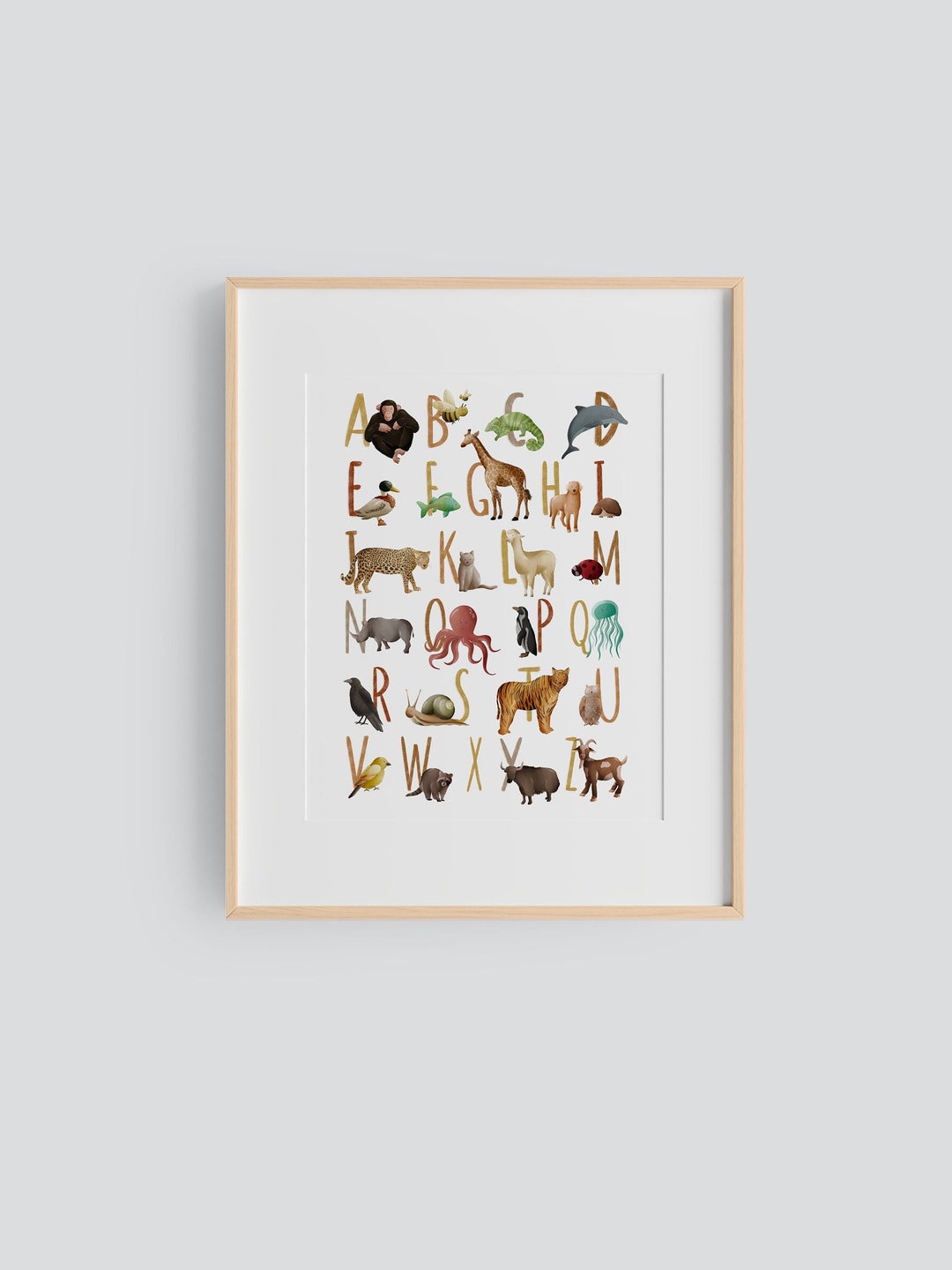 German Alphabet Poster With Illustrated Animal Motifs for the Children ...