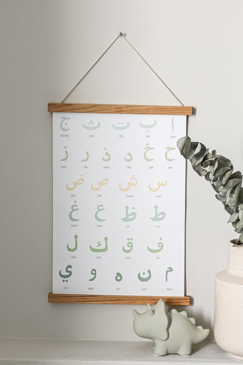 Arabic Alphabet Poster A3 GREEN Alif Ba Islamic Posters - Etsy