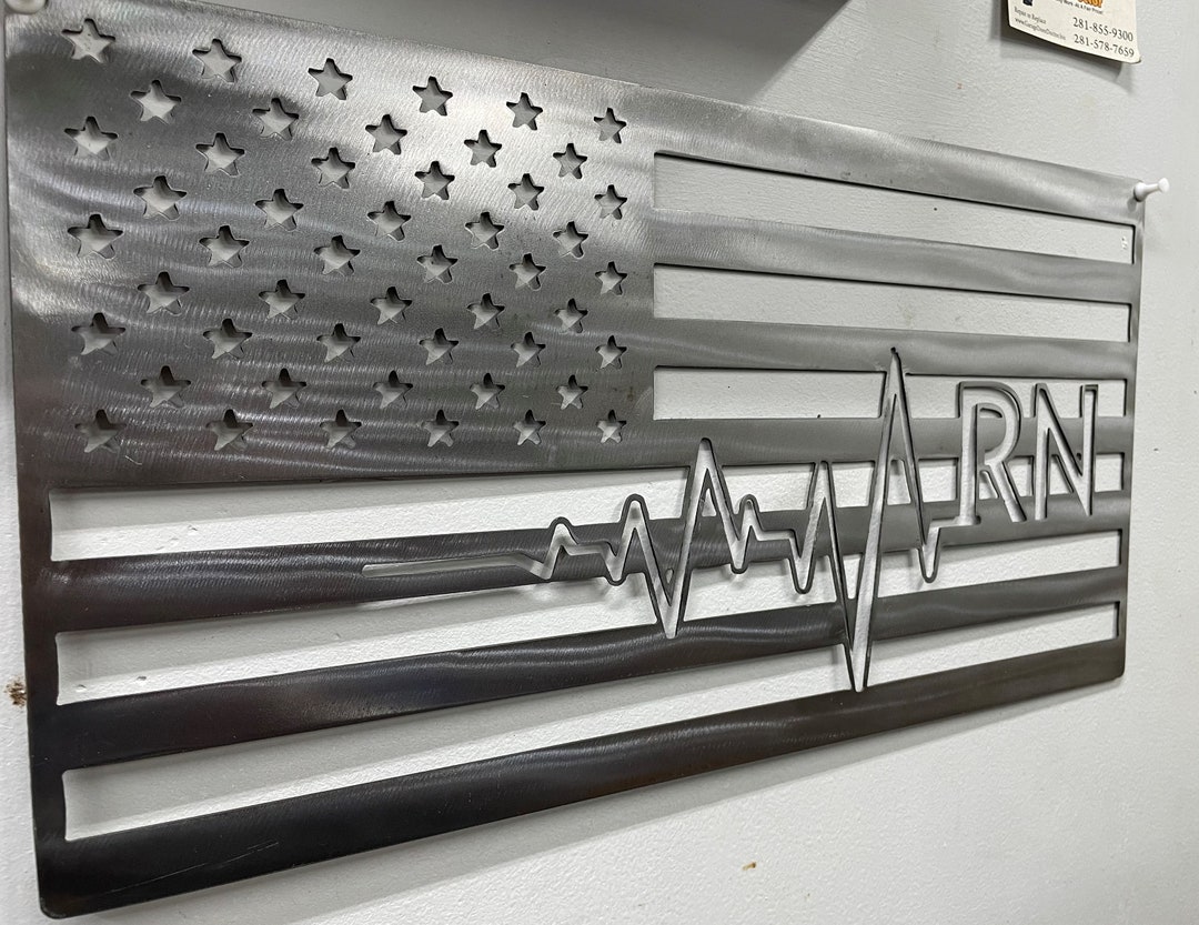 RN American Flag | Brushed Steel | Custom American Flag, Nurse Gift - Etsy