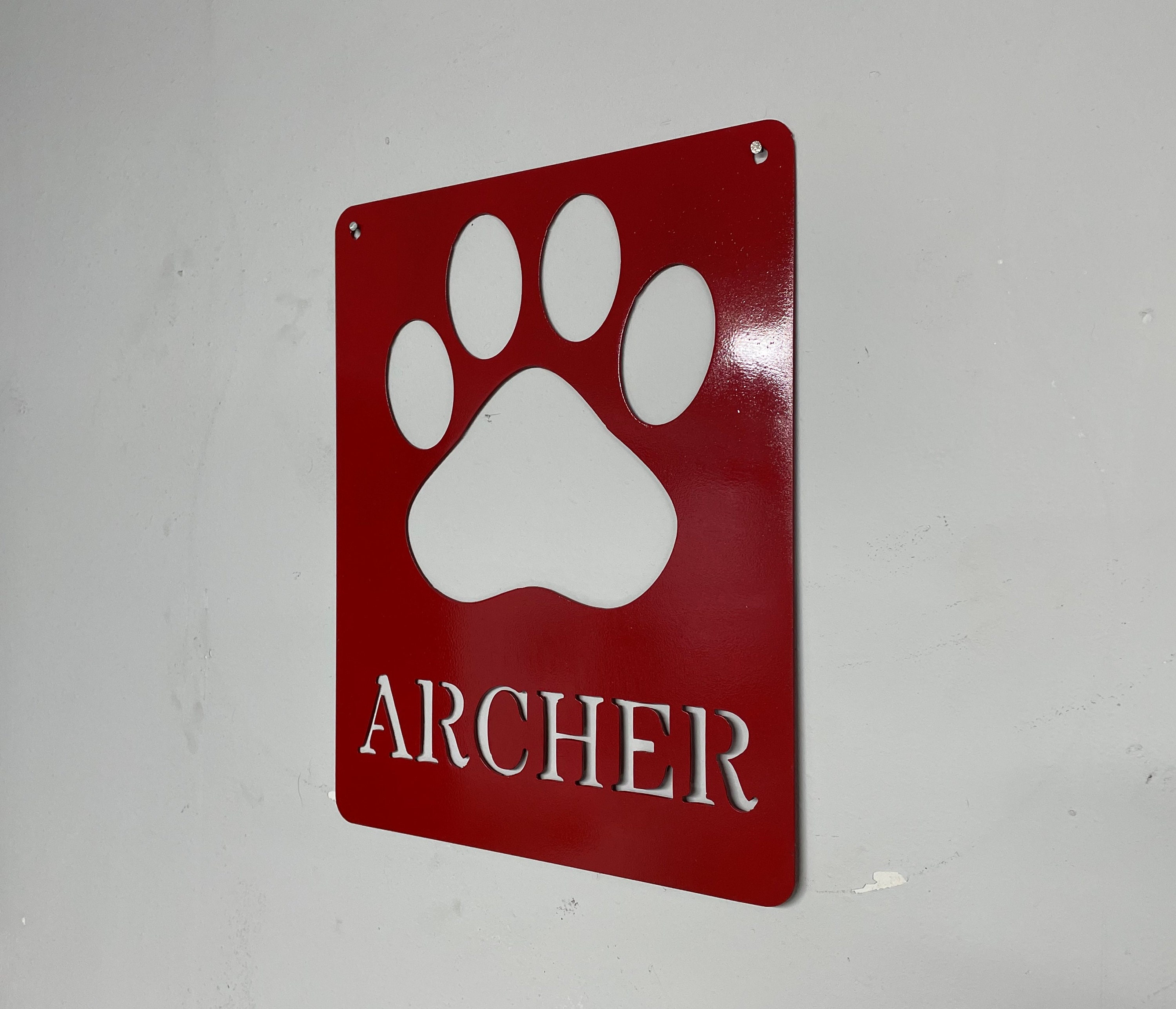 Paw Print Sign With Name Paw Print Name Plate Custom Sign | Etsy