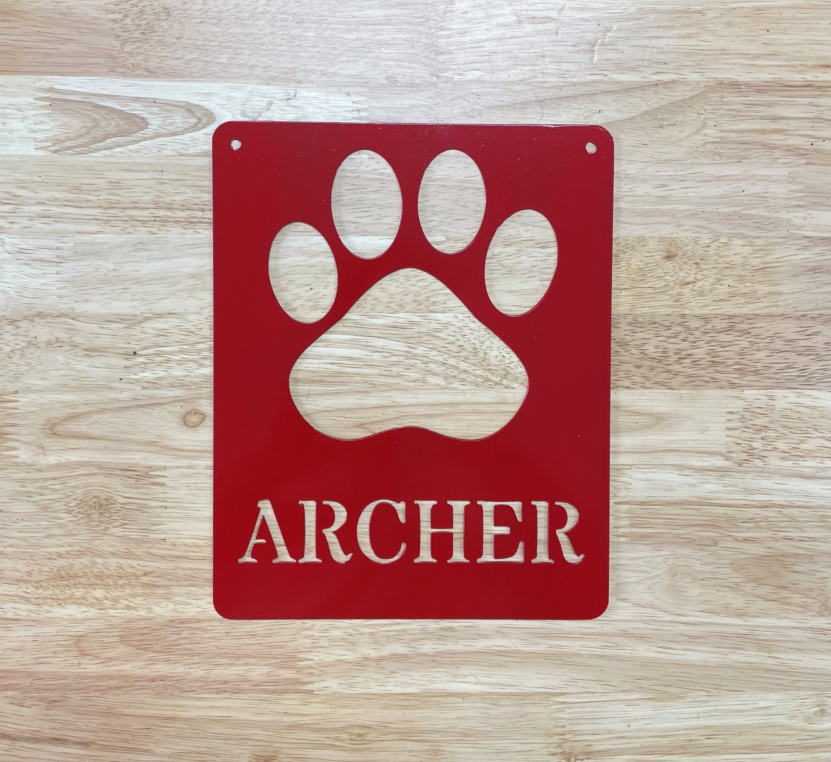 Paw Print Sign With Name Paw Print Name Plate Custom Sign | Etsy