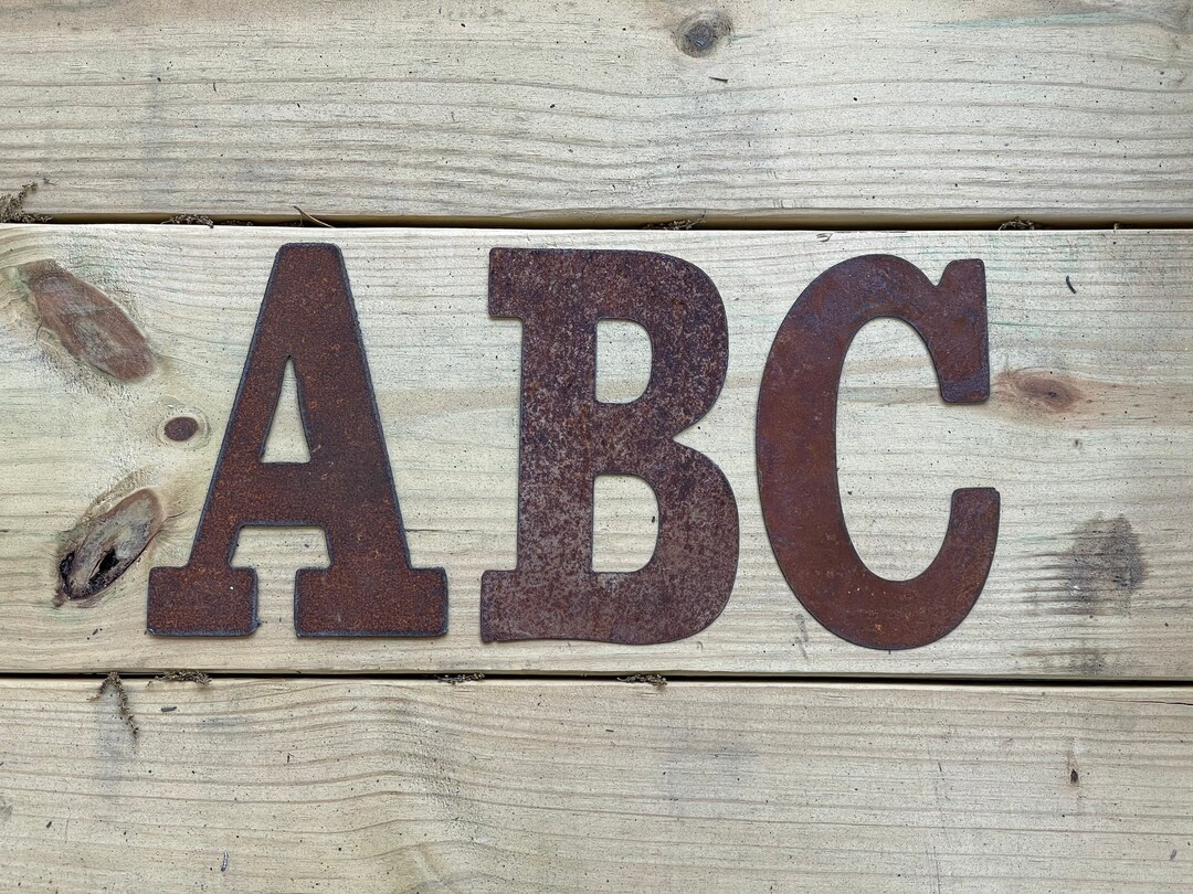 Thin 4.5” Rustic Metal Letters and Numbers, A-Z, 0-9, Rust Finish ...