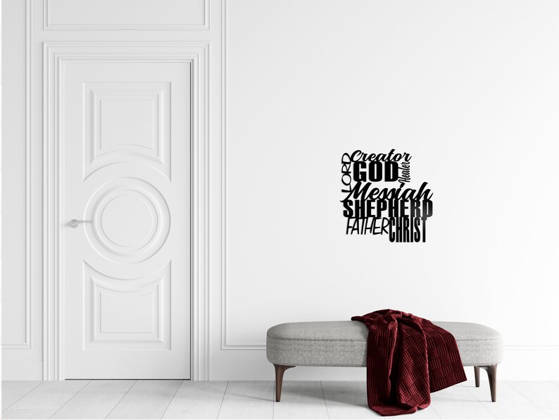 Names of God Sign God Word Cloud Christian Home Decor - Etsy