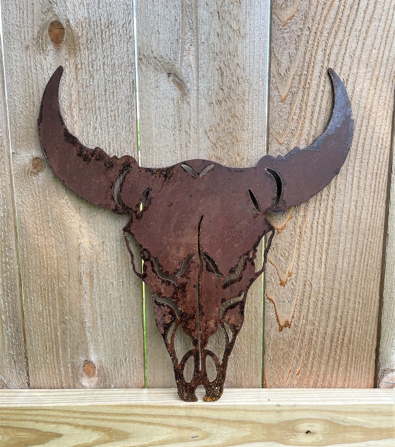 Rustic Bull Skull Sign Rustic Décor Western Sign Cow - Etsy