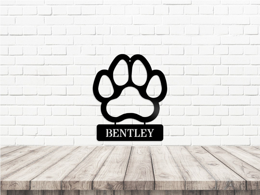 Paw Print Sign With Name, Paw Print Name Plate, Custom Dog Sign - Etsy