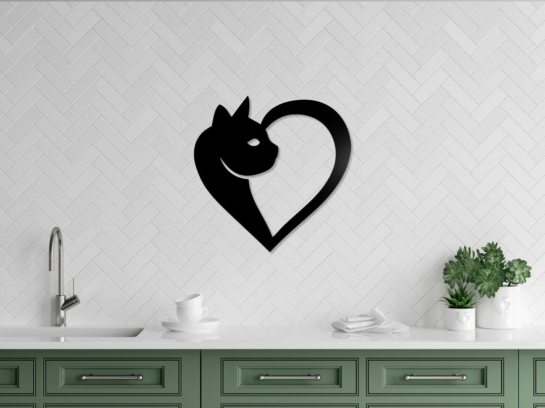 Cat Love Heart Sign, Cat Heart, Custom Metal Sign, Cat Mom Decor - Etsy