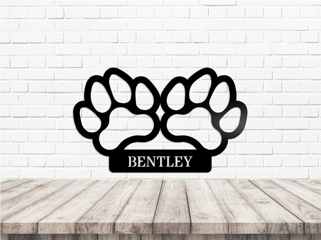 Pawprints Sign With Name, Paw Print Name Plate, Custom Dog Sign - Etsy